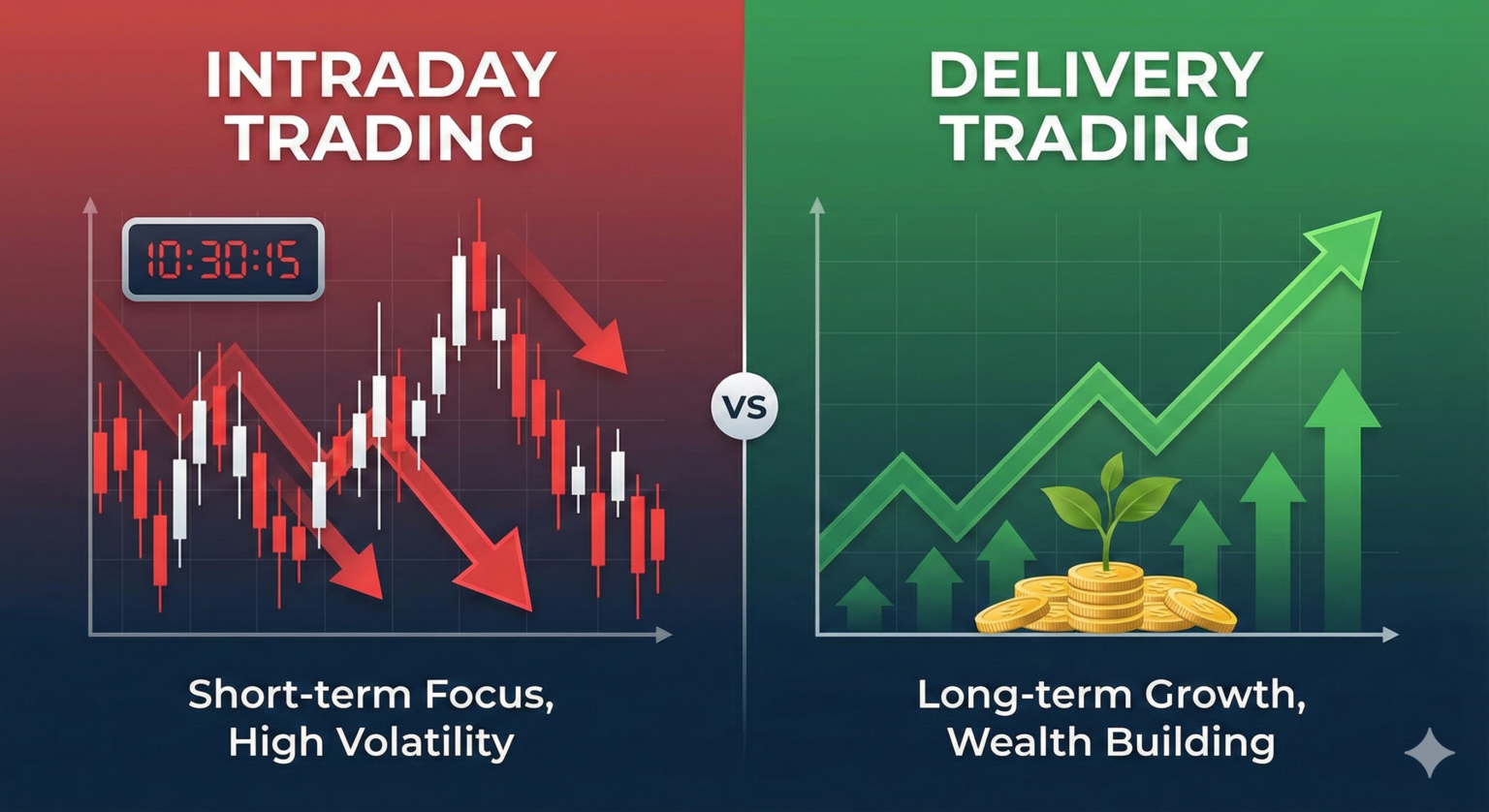 Intraday vs Delivery Trading Lesson 13: — Difference, Pros, Cons ...